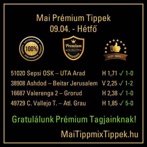 Prémium tippek - Mai Tippmix Tippek